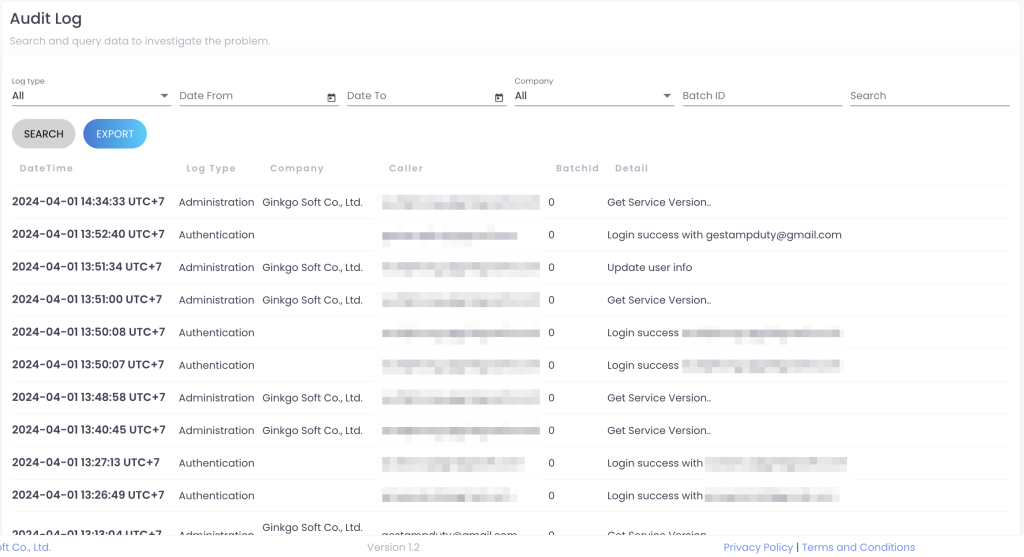 Audit Log - GeStamp Duty