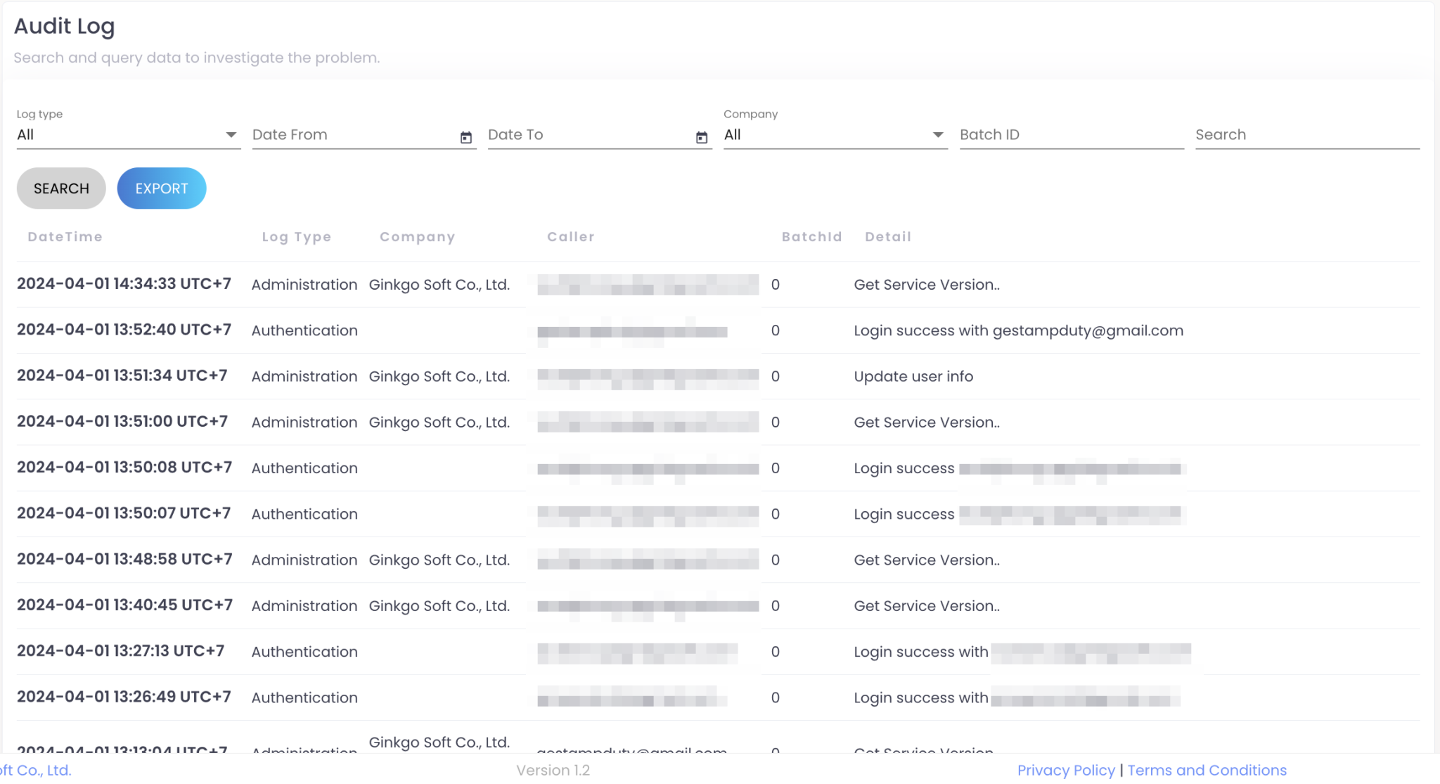 Audit Log - GeStamp Duty