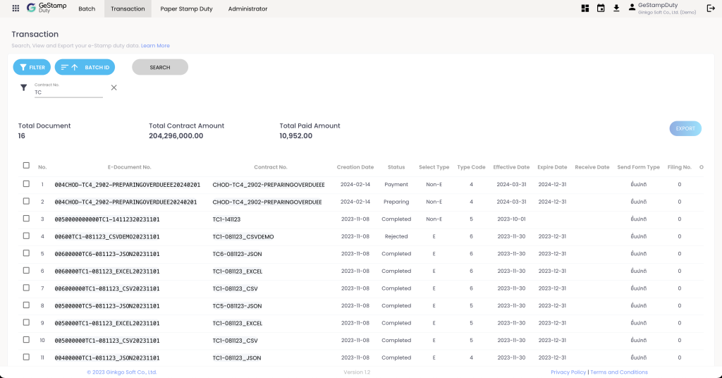 Transaction - GeStamp Duty