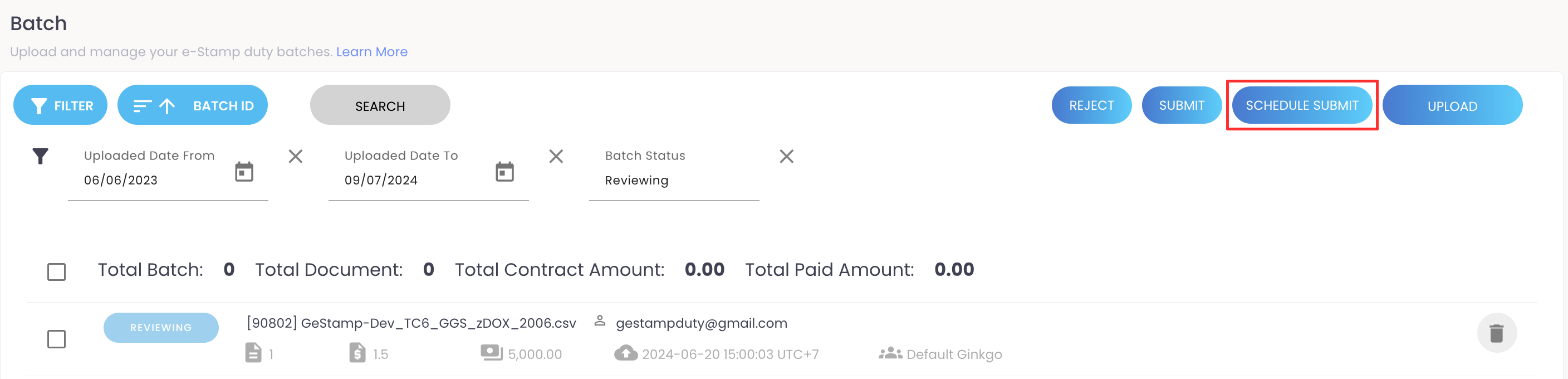 Data Submission - GeStamp Duty